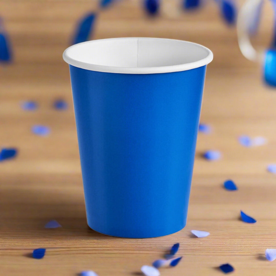 Cobalt Blue Party Cups, 9 Oz Hot and Cold Paper Cups, 8 Count ...