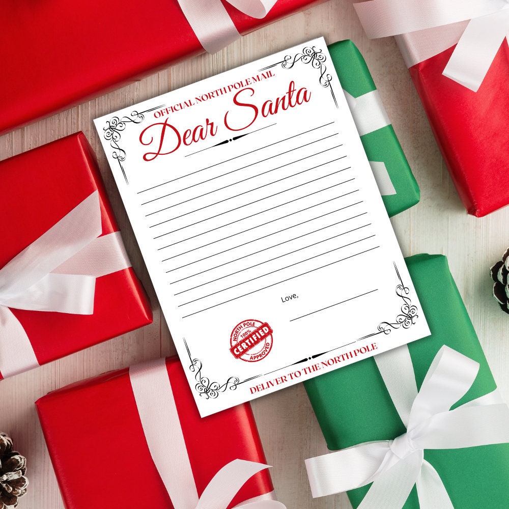 Red Dear Santa Letter Templates, Fill-in-the-blank & Write-your-own ...