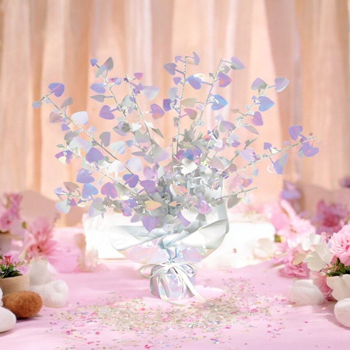 Shimmery Table Centerpiece, Princess Party Decor, Heart Party Theme ...