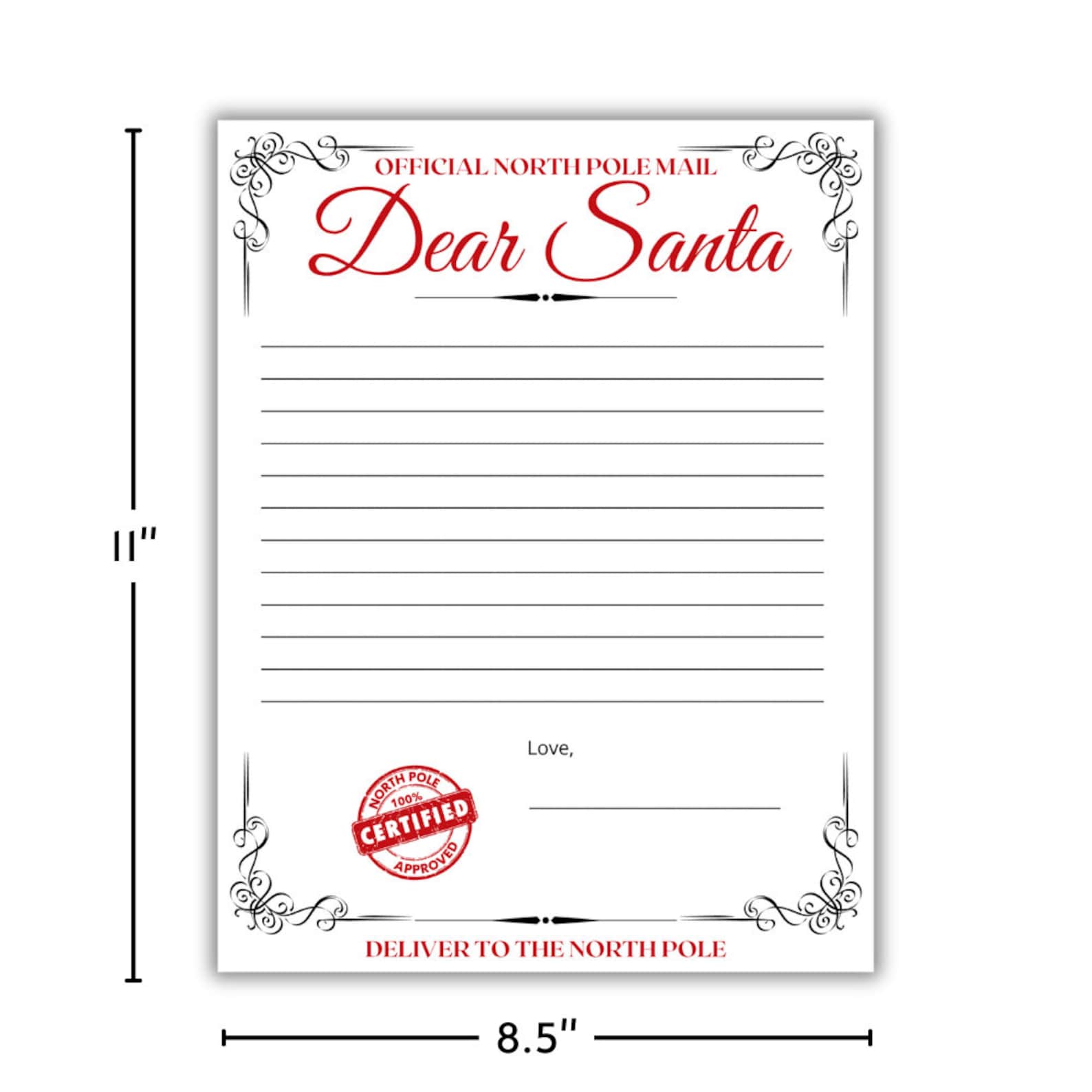 Red Dear Santa Letter Templates, Fill-in-the-blank & Write-your-own ...