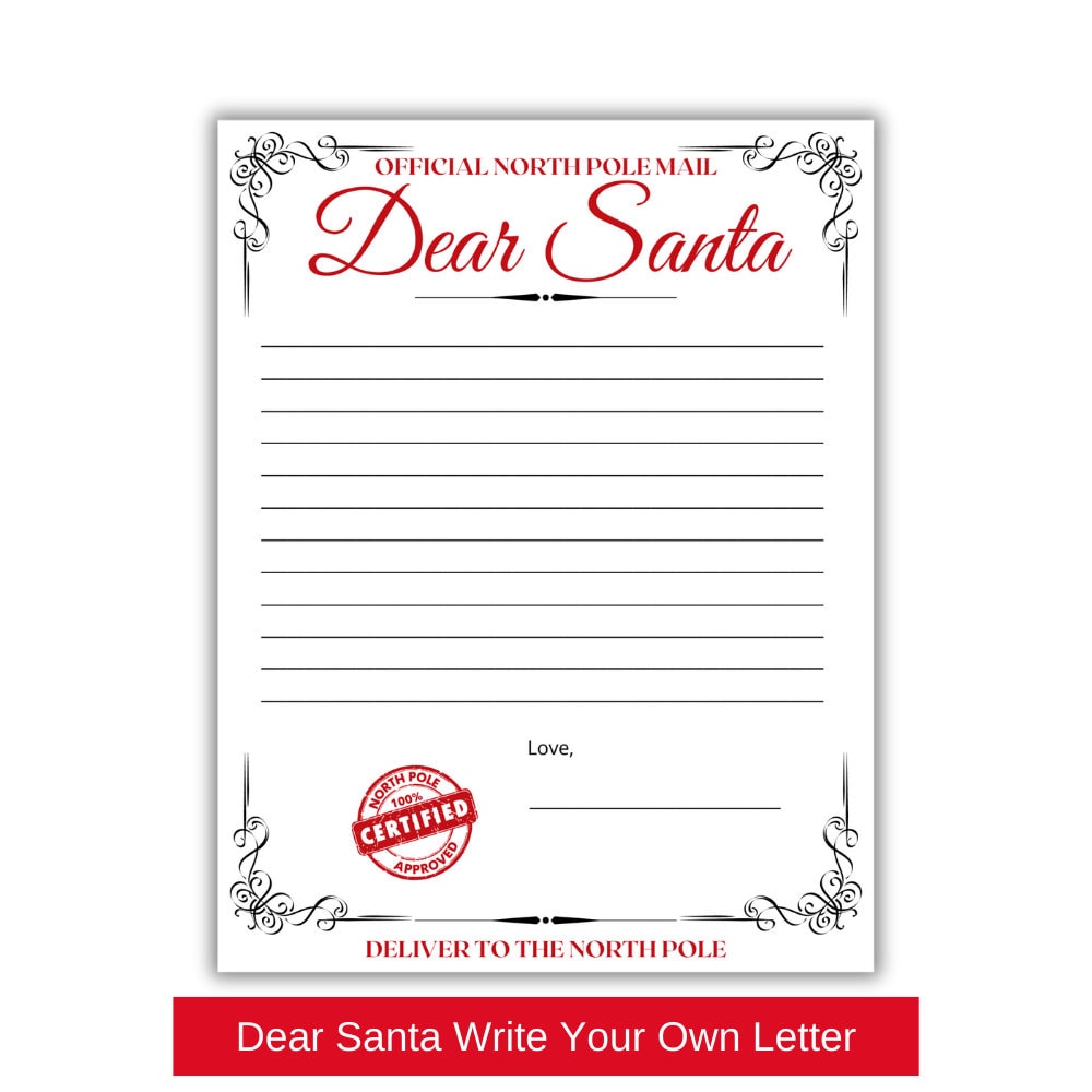 Red Dear Santa Letter Templates, Fill-in-the-blank & Write-your-own ...