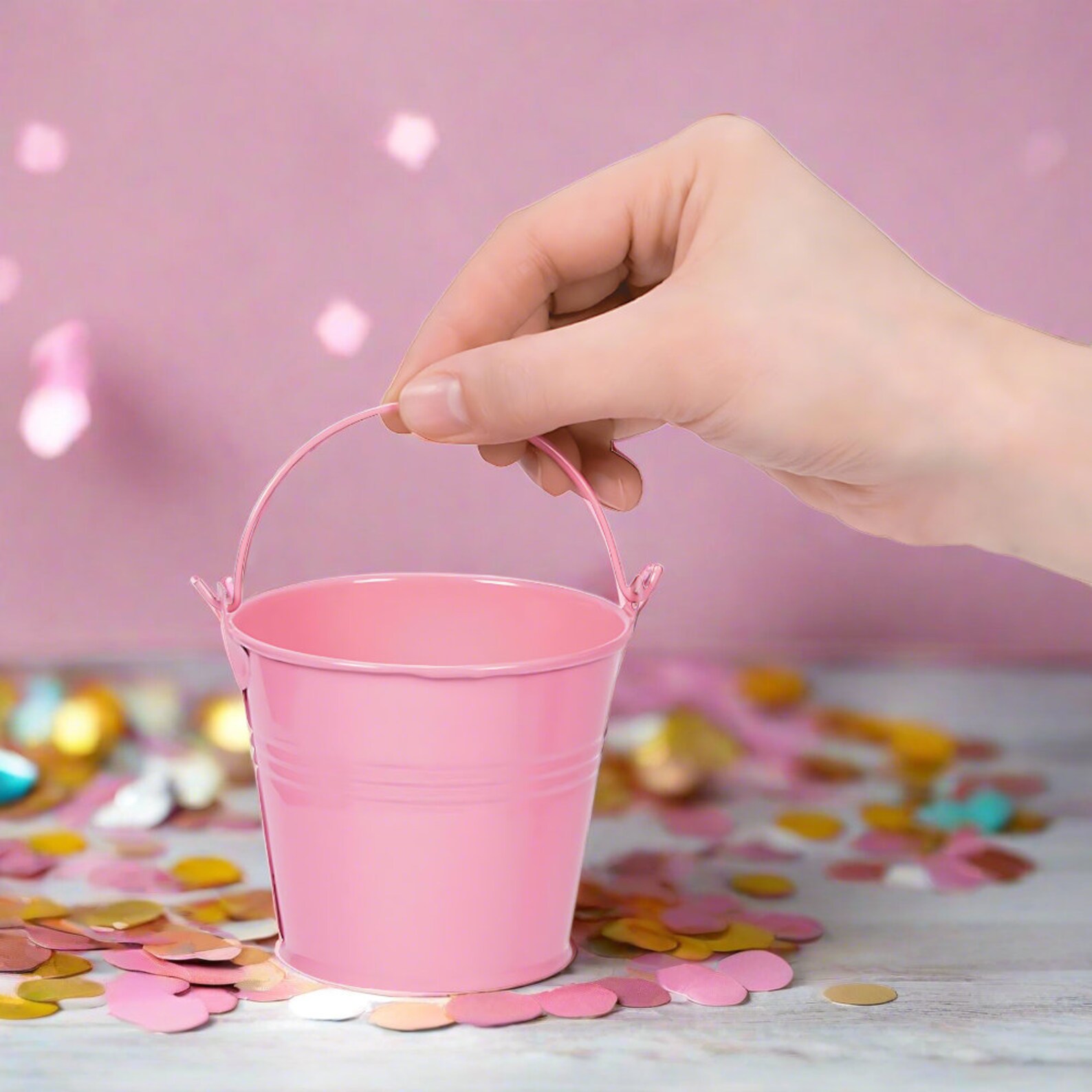 Mini Pink Metal Favor Pail - 3" Party Favor Bucket for Baby Showers ...