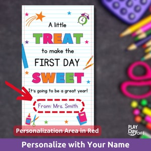 Personalized Teacher, Back to School Gift Tag, Set of 30 for Student ...