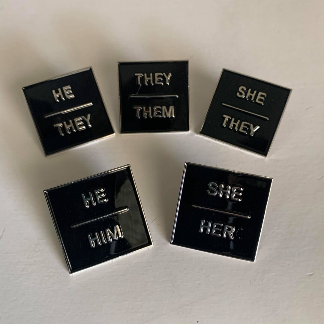 Enamel Pronoun Pin - Silver & Black, Lapel Pin - Etsy Australia