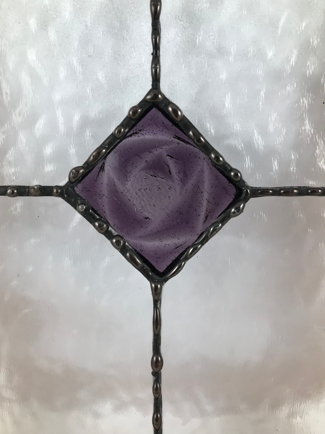 Stained Glass Purple Diamond Shaped Panel. Unique Textured - Etsy