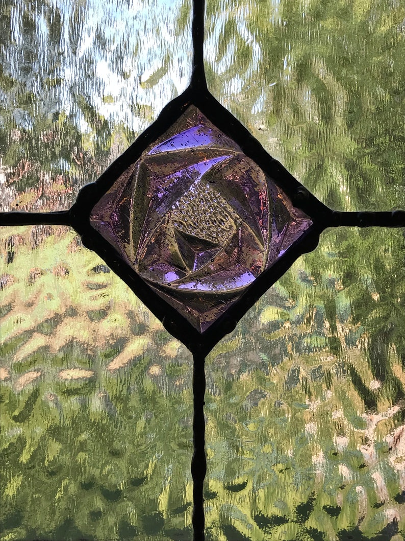Stained Glass Purple Diamond Shaped Panel. Unique Textured - Etsy