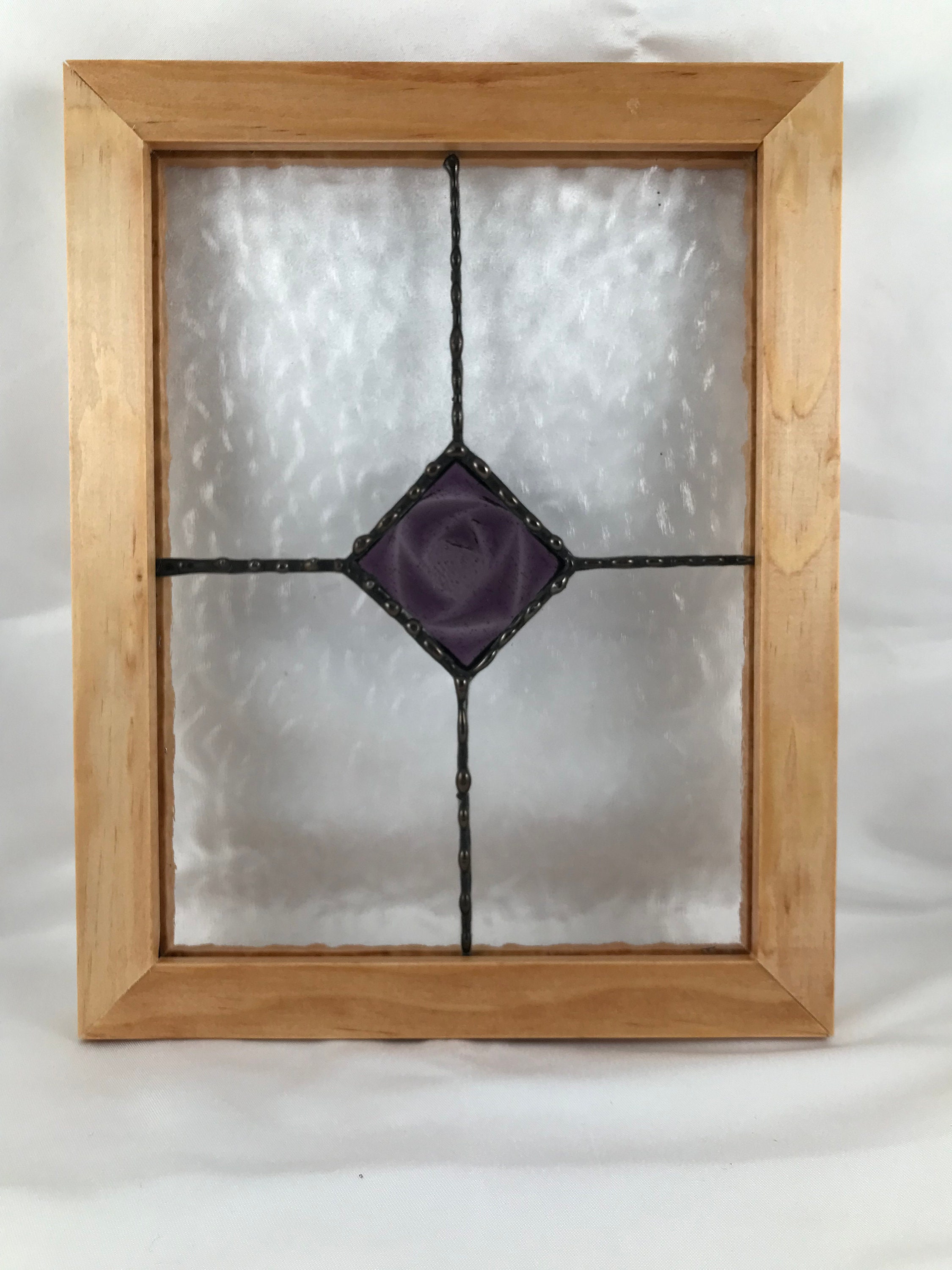 Stained Glass Purple Diamond Shaped Panel. Unique Textured - Etsy