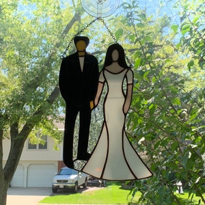 Just Married - Happily Ever After - Bride and Groom Glass Suncatcher ...