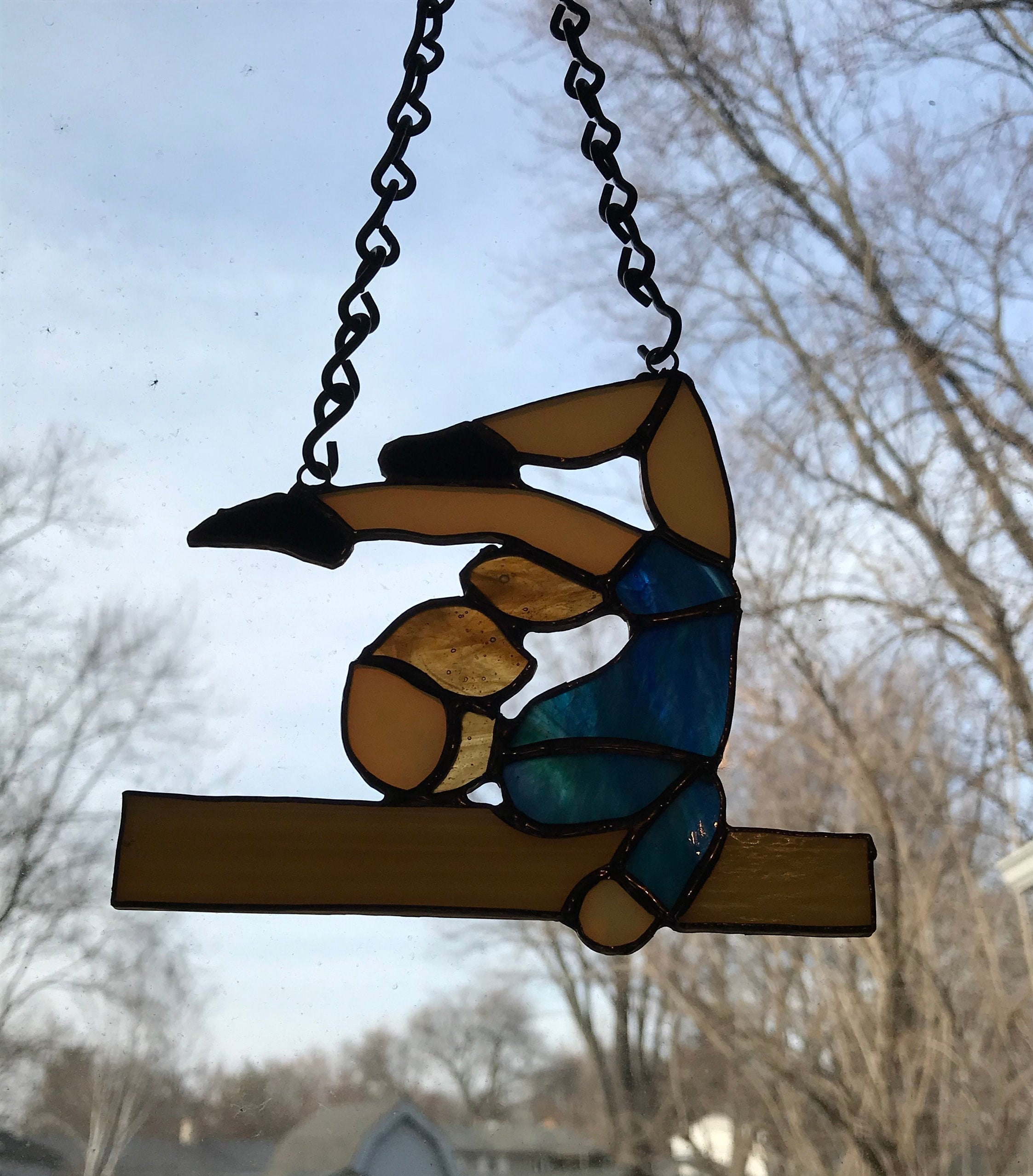 Gymnast - Balance Beam Stained Glass Sun-catcher. When the Floor Just ...