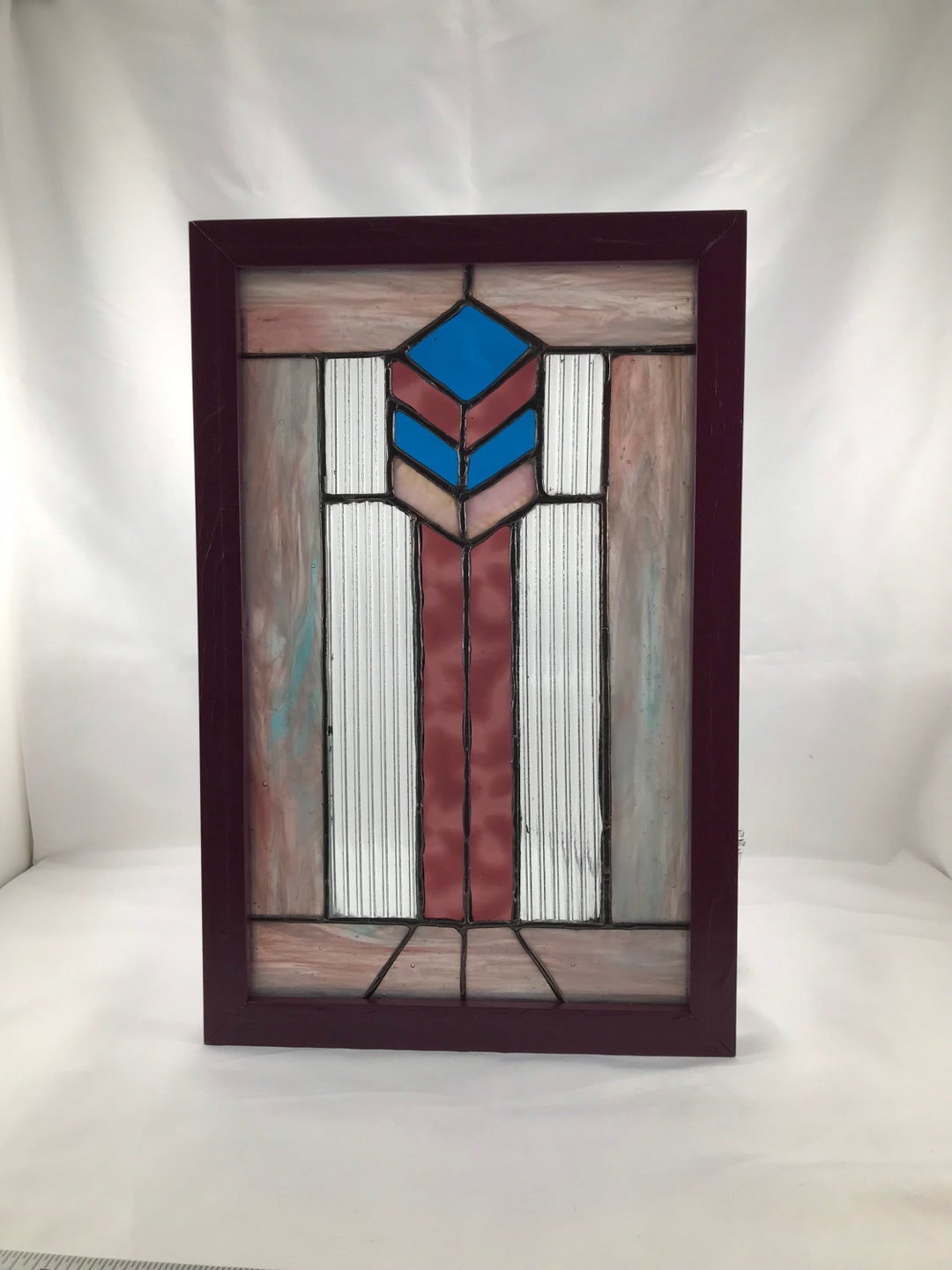 Mission Style Stained Glass Panel - Prairie Style- Art Deco Glass Art ...