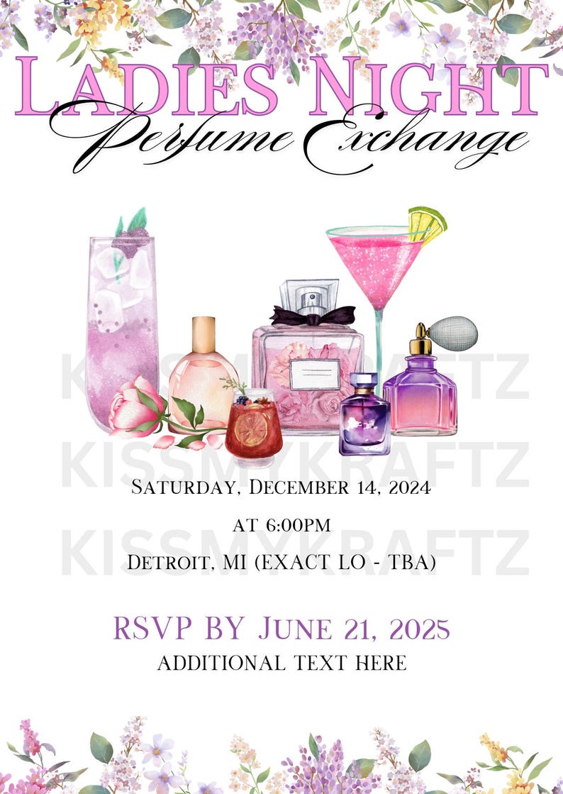 Ladies Night Perfume Exchange Flyer – Editable Canva Template | Girls ...