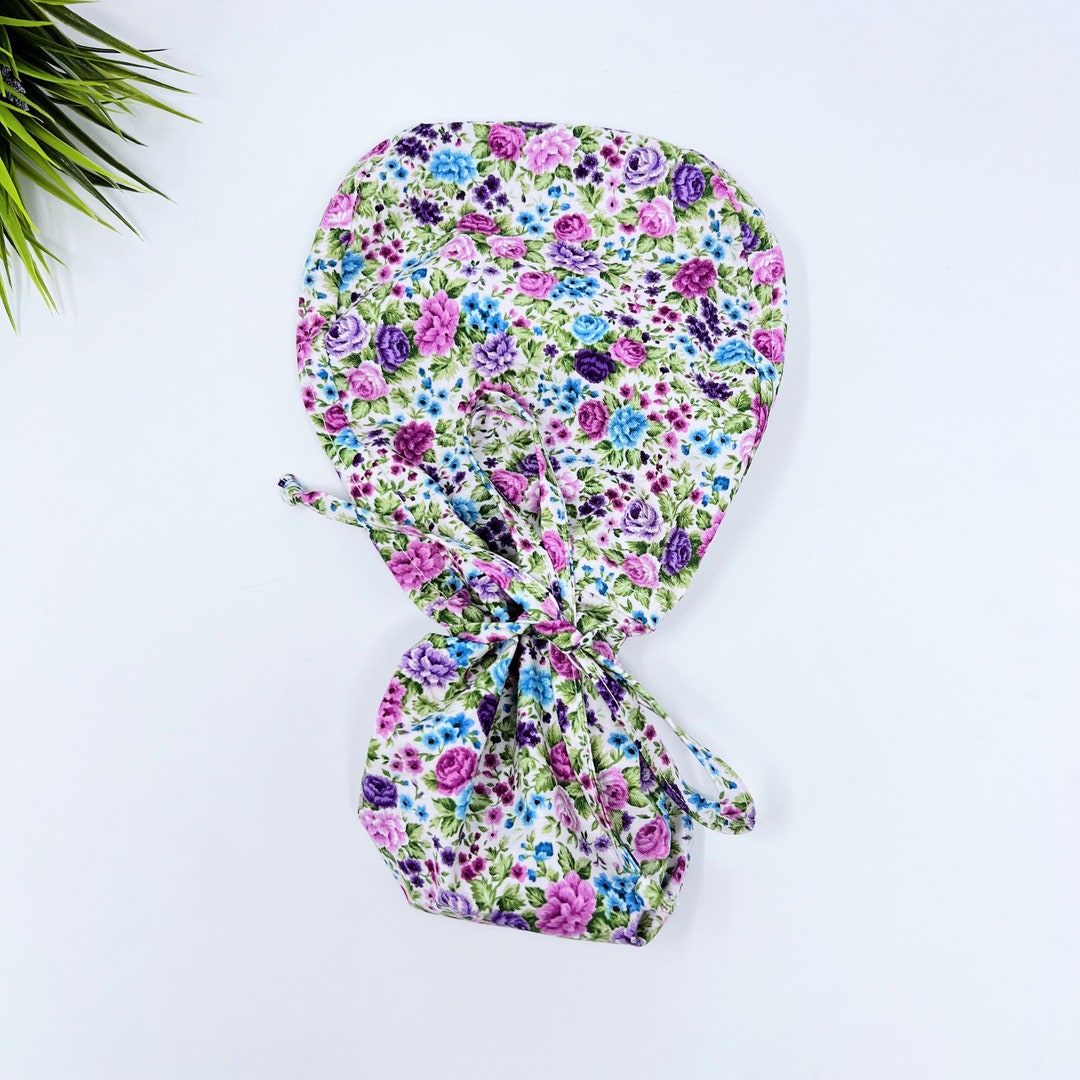Summer Ponytail Scrub Cap, Surgical Cap Women. Ponytail Scrub Hat ...