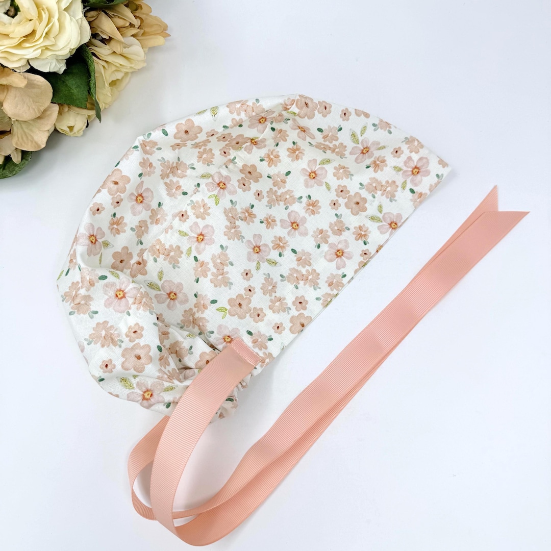 Flower Euro Scrub Cap With Ties for Women, Summer European Surgical Cap ...