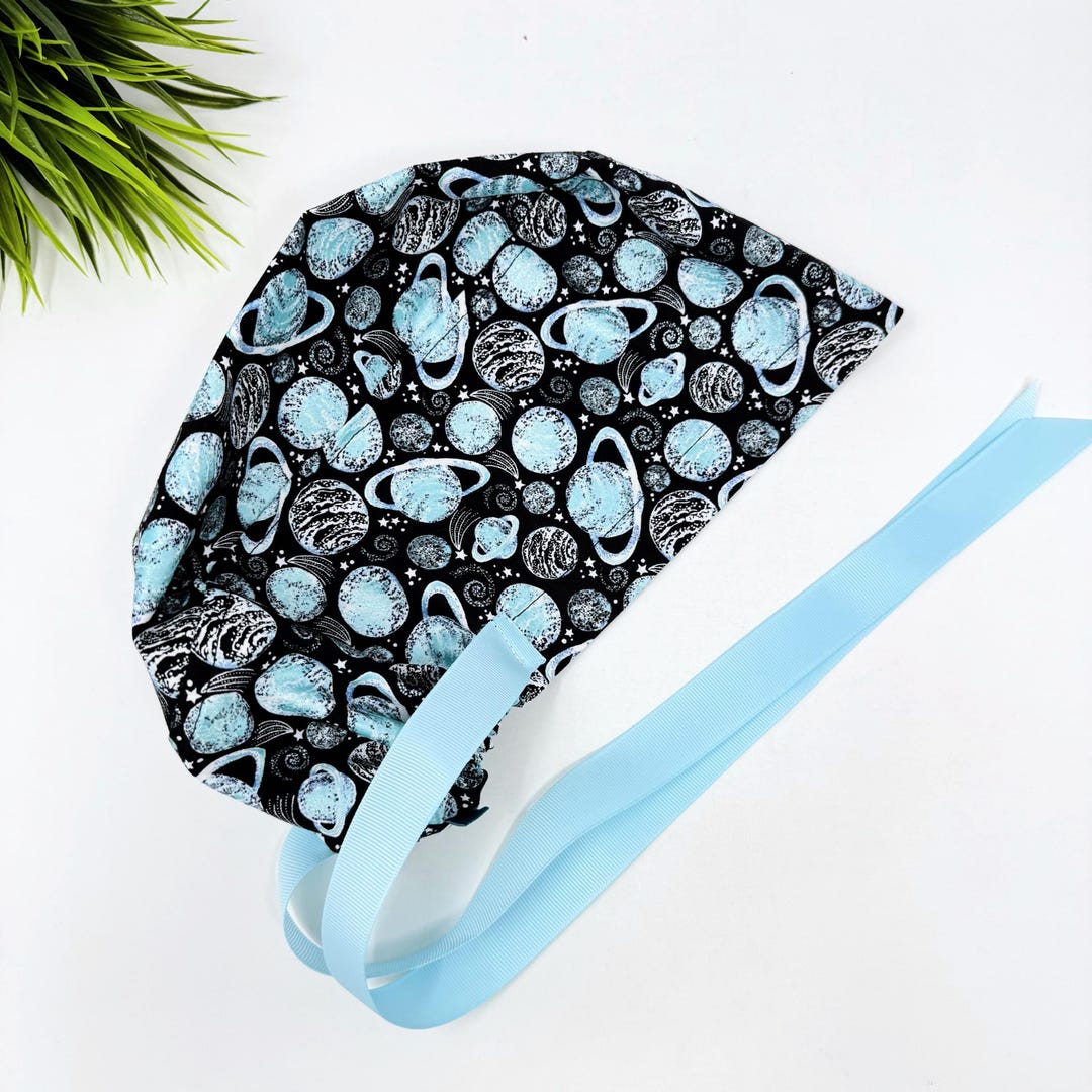 Planet Euro With Ties Scrub Cap for Women. Celestial European Satin ...