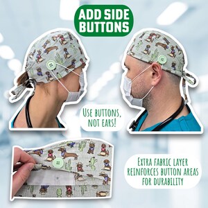 Flower Surgical Cap. Chamomile Skull Tie-back Style Scrub Hat for Women ...