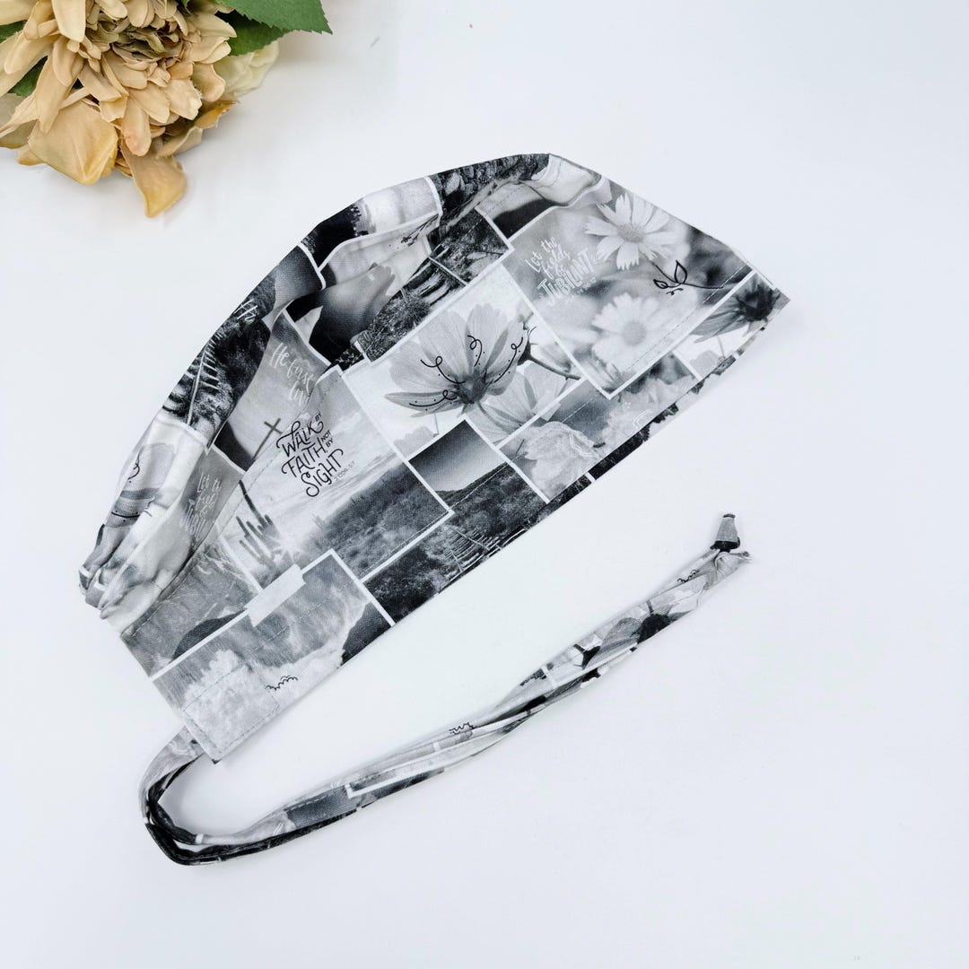 Religious Quotes Surgical Cap for Men. Christian Faith Tie Back Scrub ...
