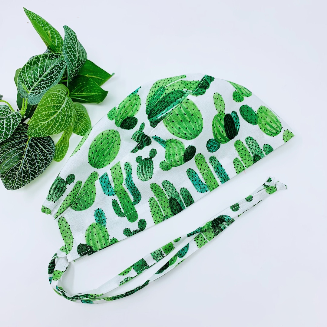 Cactus Men's Surgical Cap. Plant Skull Tie-back Style Scrub Cap by ...
