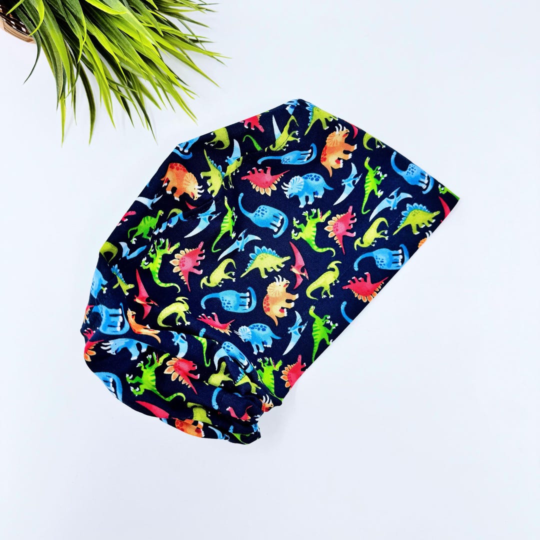 Dino Euro Scrub Cap for Women. Dinosaur European Satin Lined Surgical ...