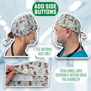 Funny Men's Surgical Cap. Blue Skull Tie-back Style Scrub Cap by ...