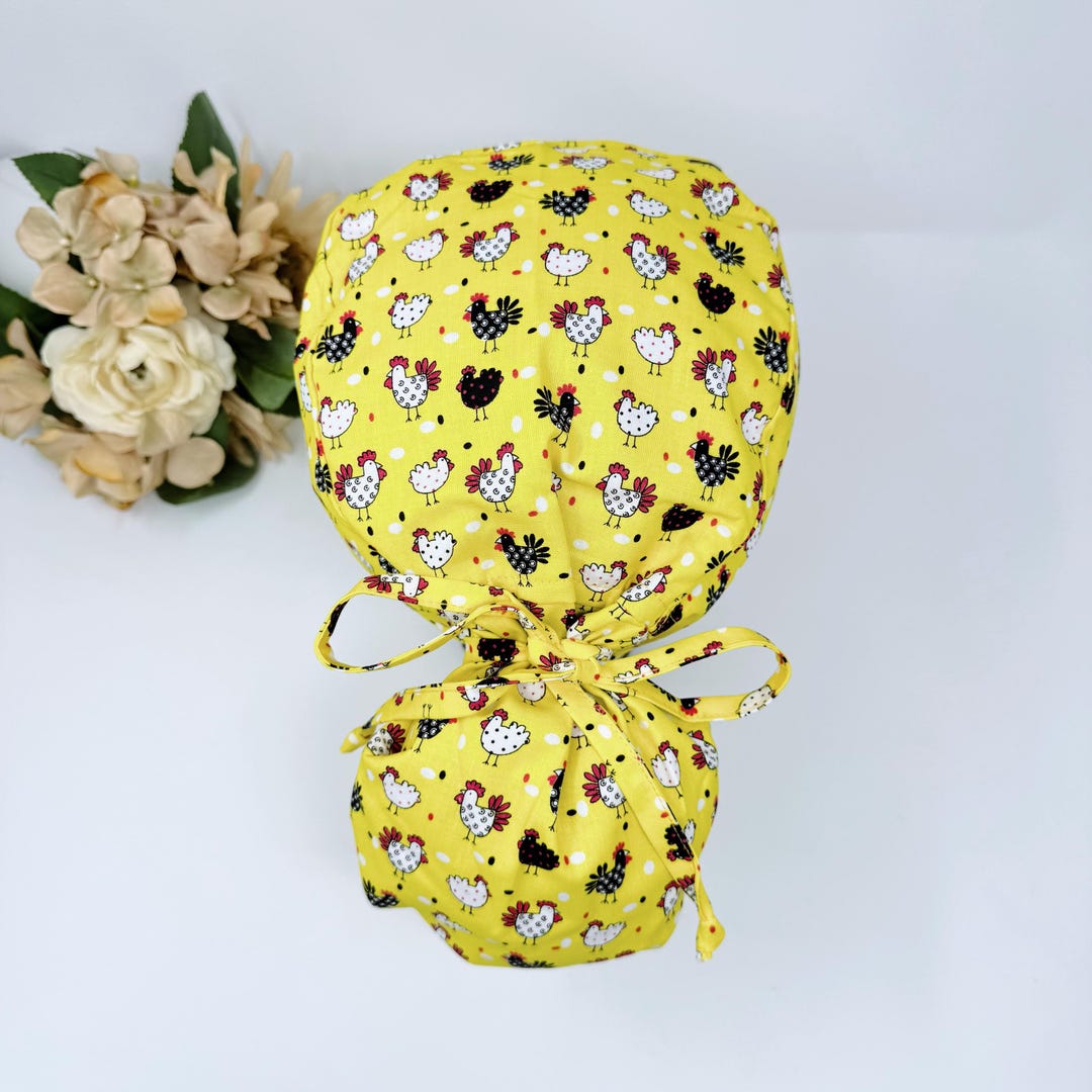 Ponytail Scrub Cap by Paradisecaps. Chickens Surgical Cap for Women ...