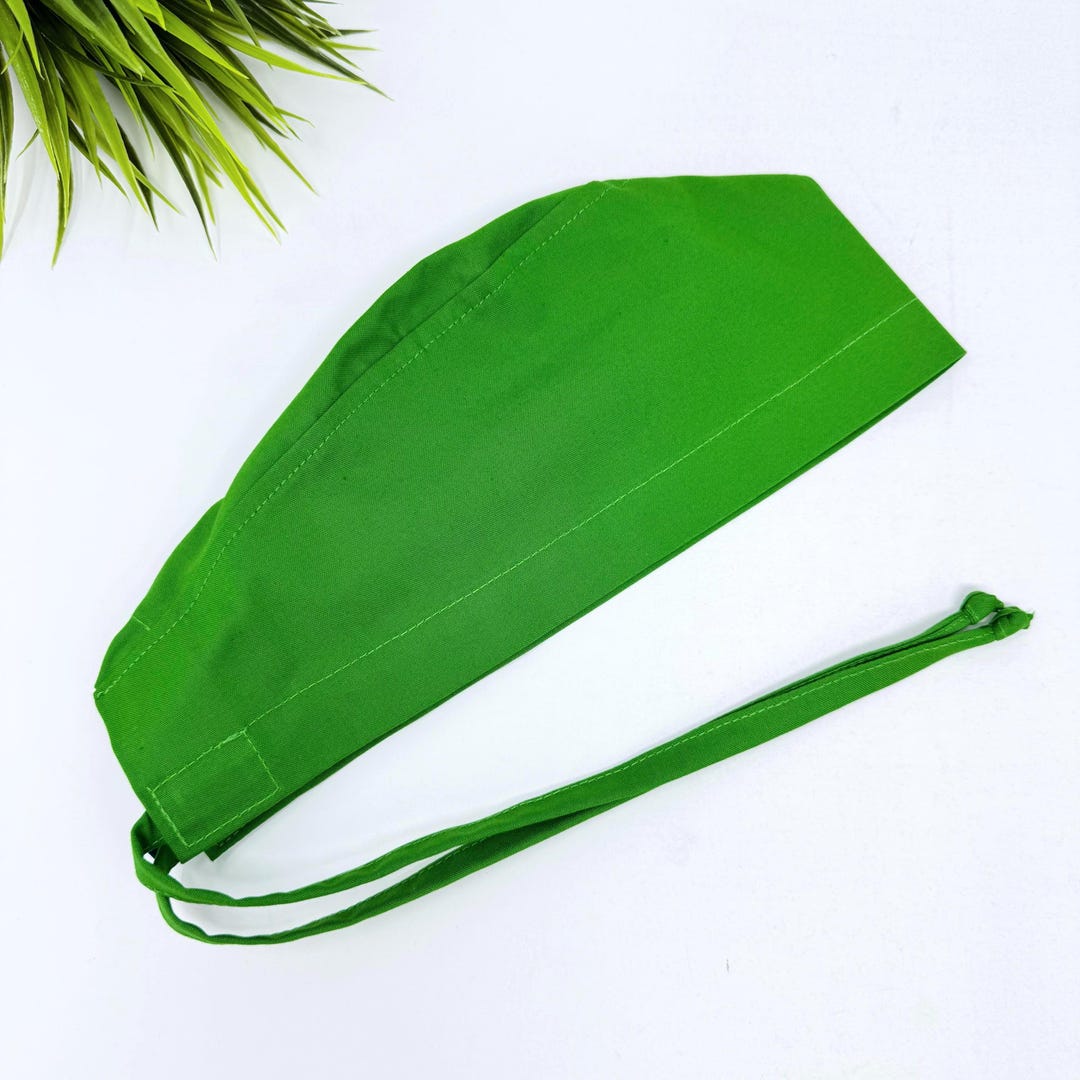 Forest Green Solid Skull Tie-back Style Surgical Scrub Cap for Men ...