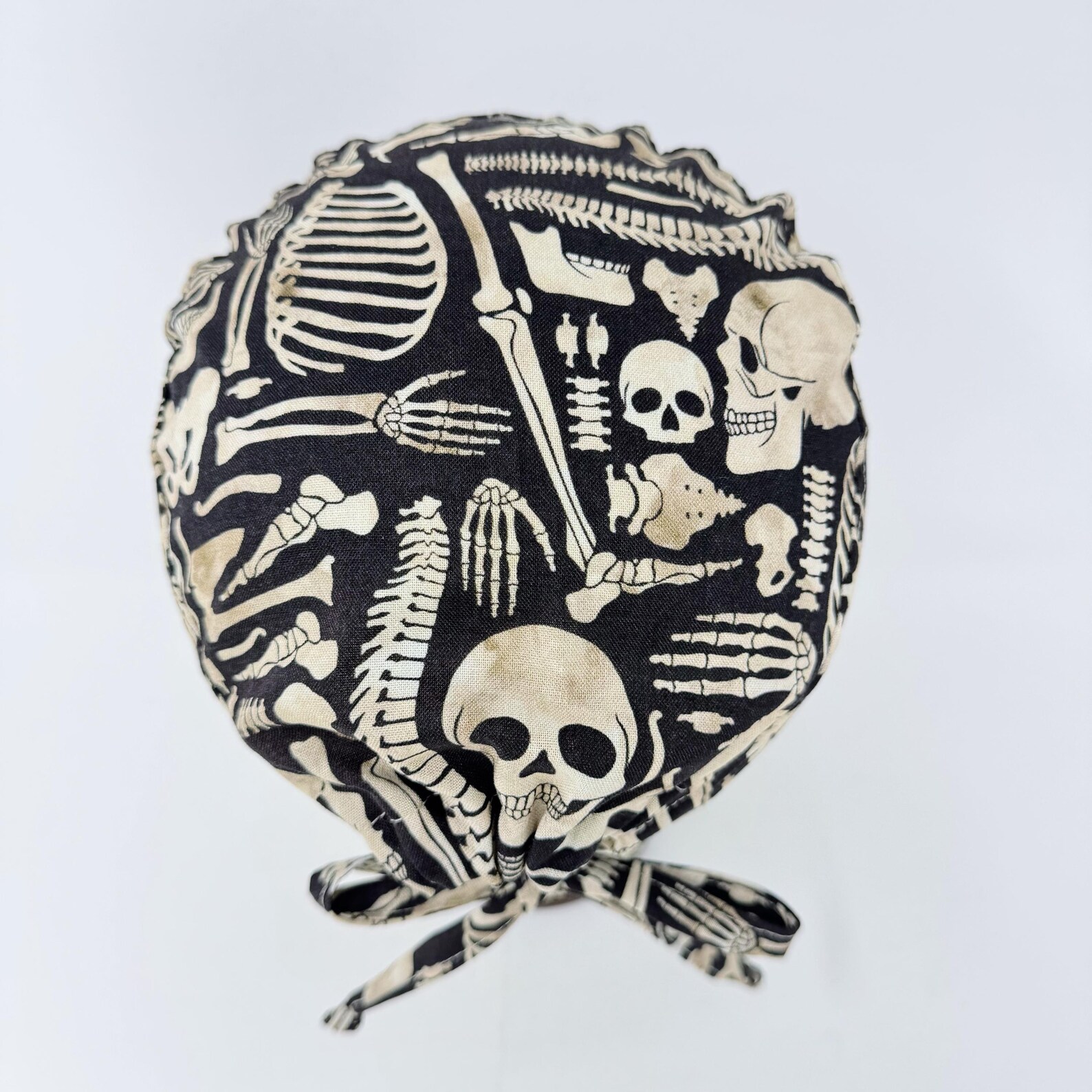 Skeleton Men's Surgical Scrub Cap. Anatomy Bones Skull Tie-back Style ...