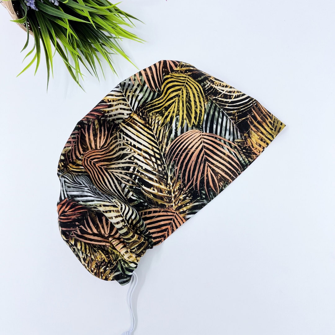 Tropical Euro Scrub Cap for Women, Plant European Satin Lined Surgical ...