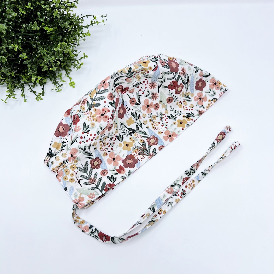 Flower Surgical Scrub Cap. Summer Skull Tie-back Style Surgical Cap for ...