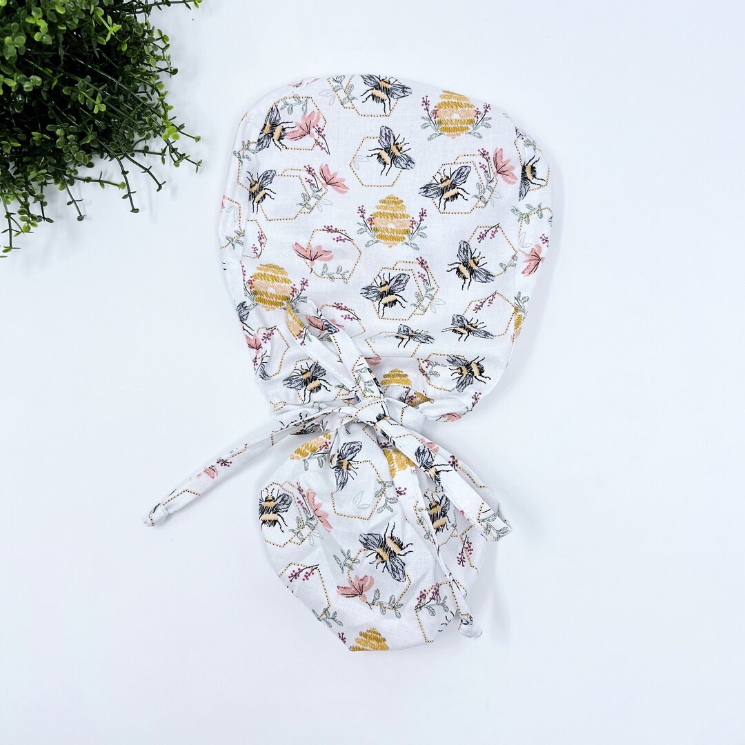 Bees Ponytail Scrub Cap. Surgical Cap With Ponytail, Scrub Caps for ...