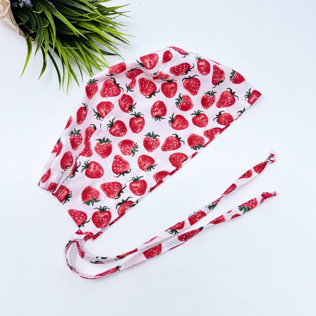 Strawberries Surgical Cap, Funny Scrub Cap. Surgeons Cap Unisex ...