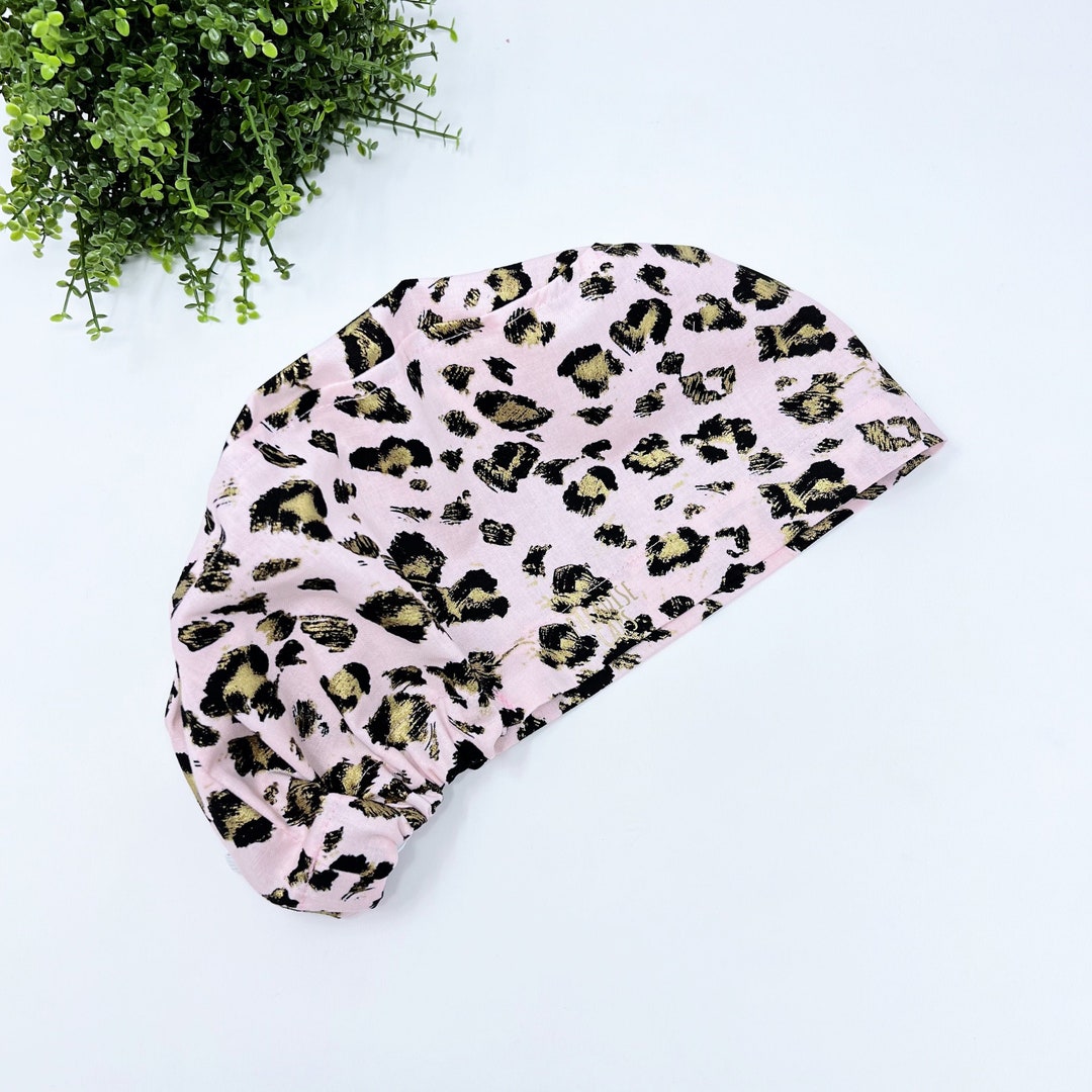 Leopard Euro Scrub Cap for Women, European Surgical Cap With Satin ...