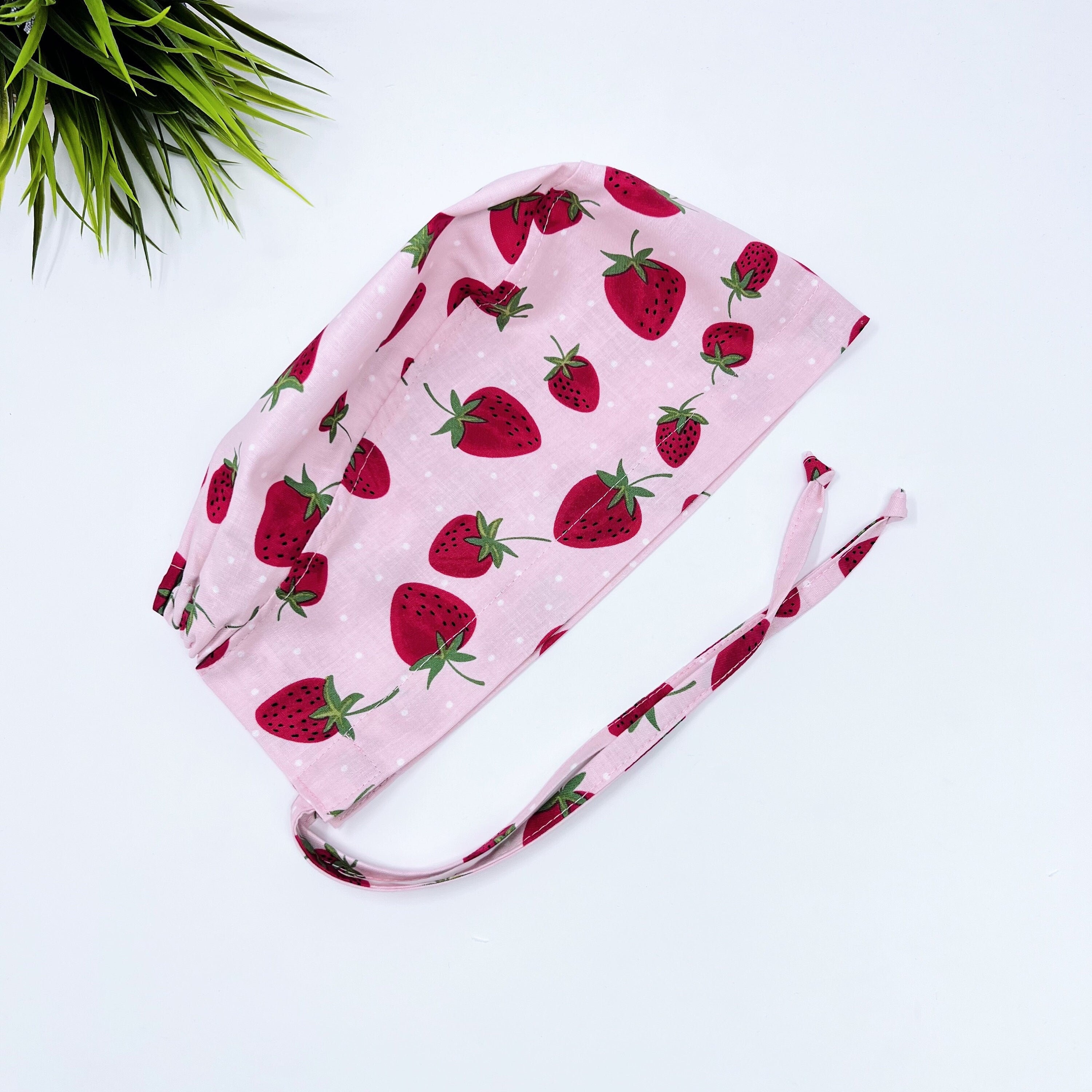 Strawberry Surgical Cap. Pink Tie Back Scrub Hat by Paradise Caps. - Etsy