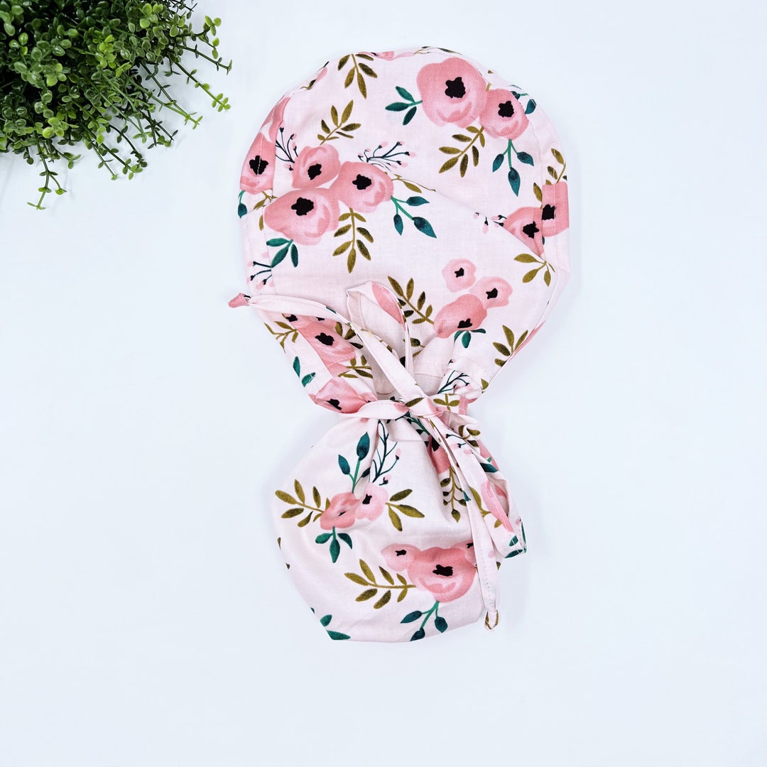 Floral Ponytail Scrub Cap Summer Scrub Cap With Ponytail - Etsy