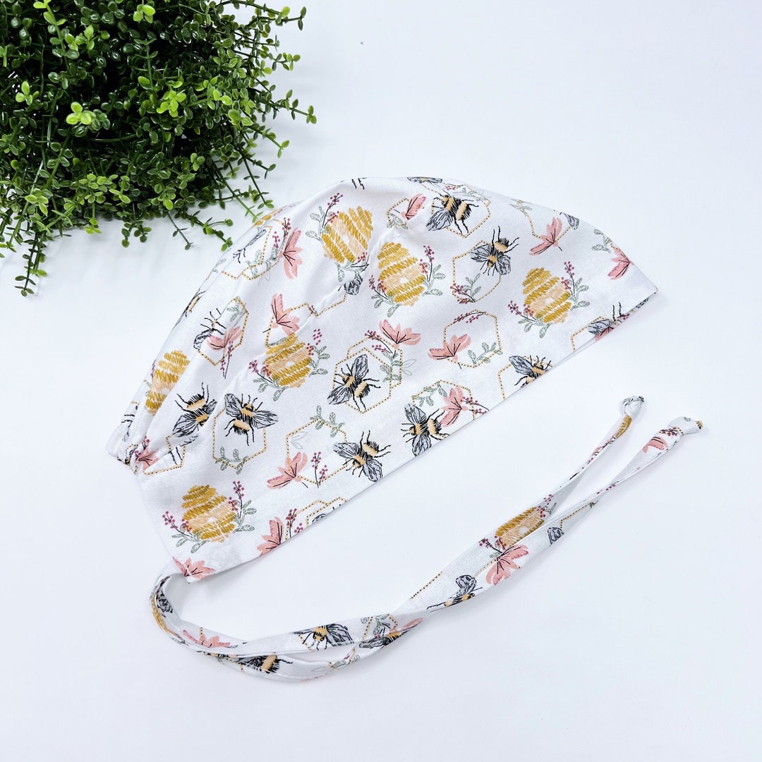 Bees Surgical Cap. Medical Scrub Cap and Badge Holder. Dental Scrub Cap ...