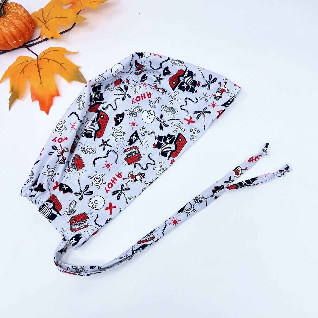 Pirate Surgical Cap for Men. Coastal Tie Back Scrub Hat by Paradise ...