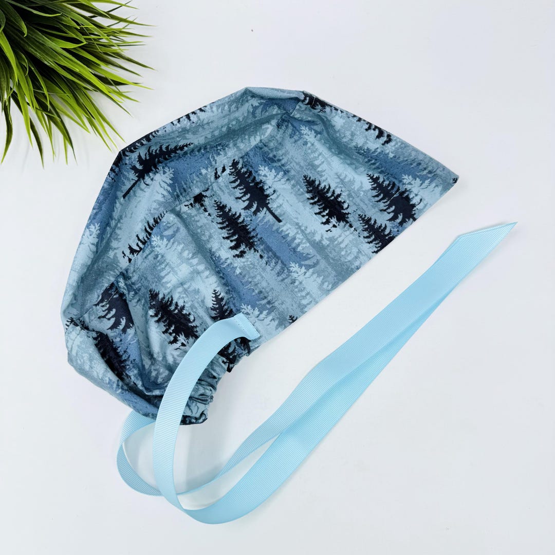 Forest Euro Scrub Cap With Ties for Women. Pine European Surgical Cap ...