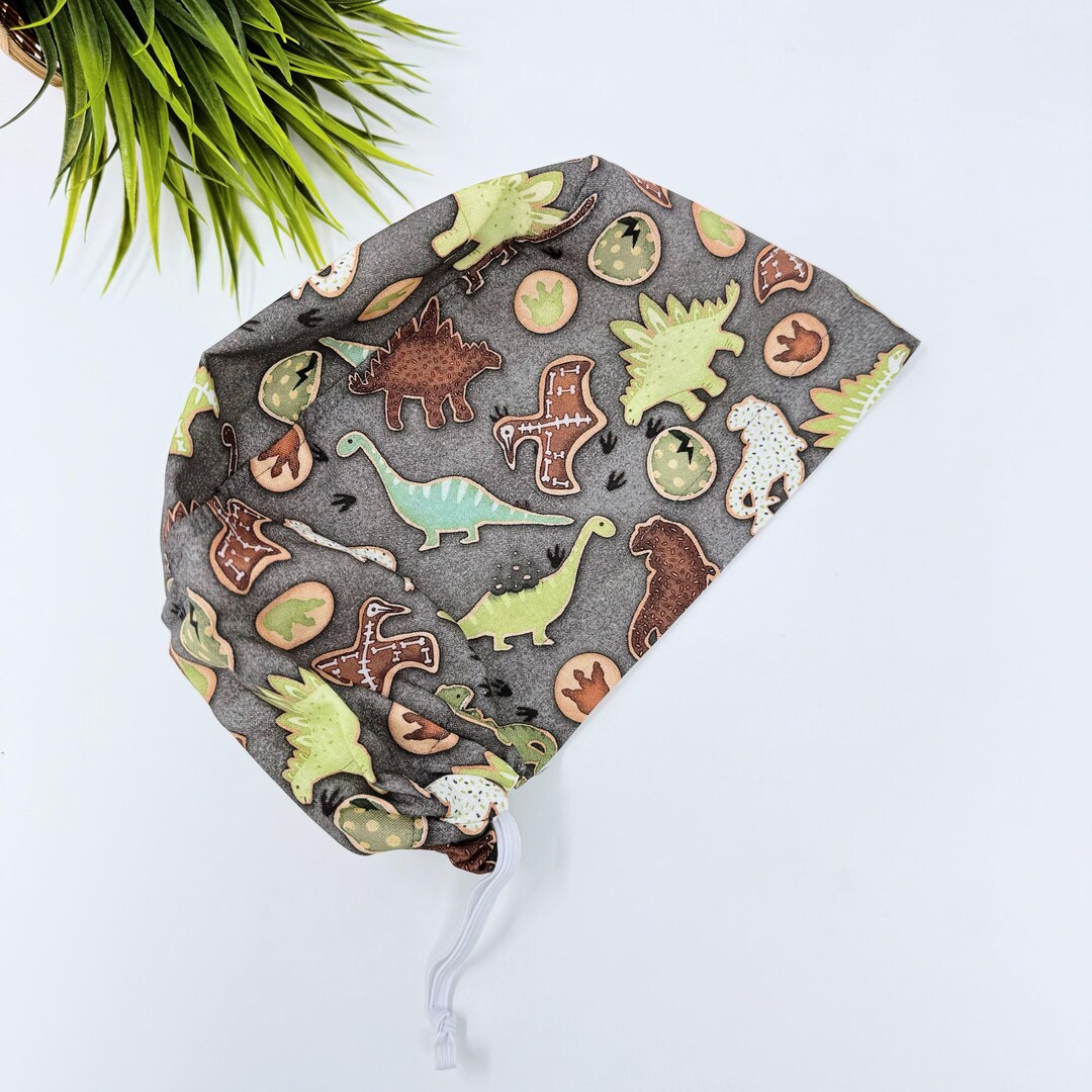 Dinosaur Euro Scrub Cap for Women. European Satin Lined Surgical Cap by ...
