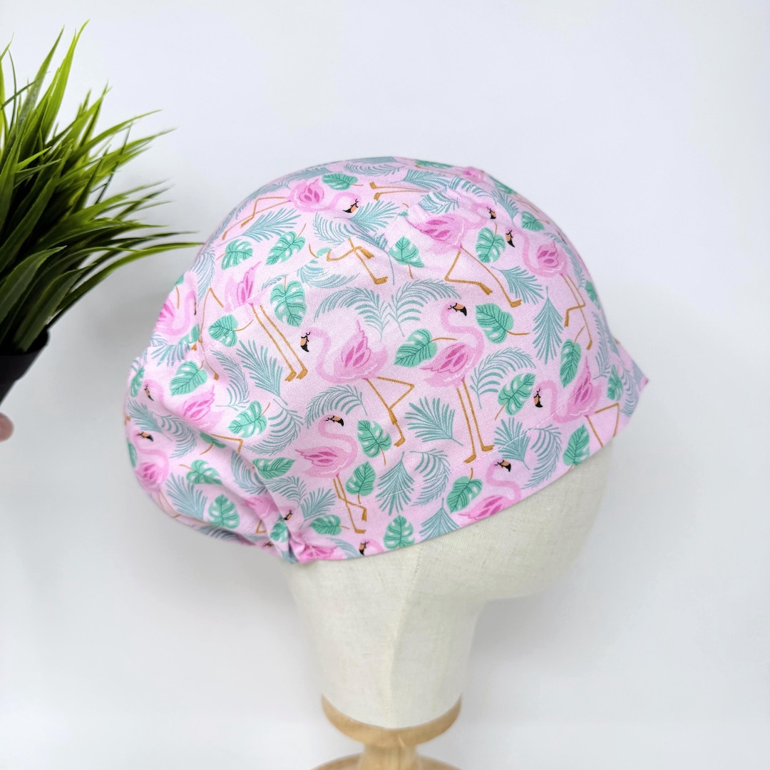 Women's Euro Scrub Cap. Flamingo Surgical Hat With Satin Lined by ...