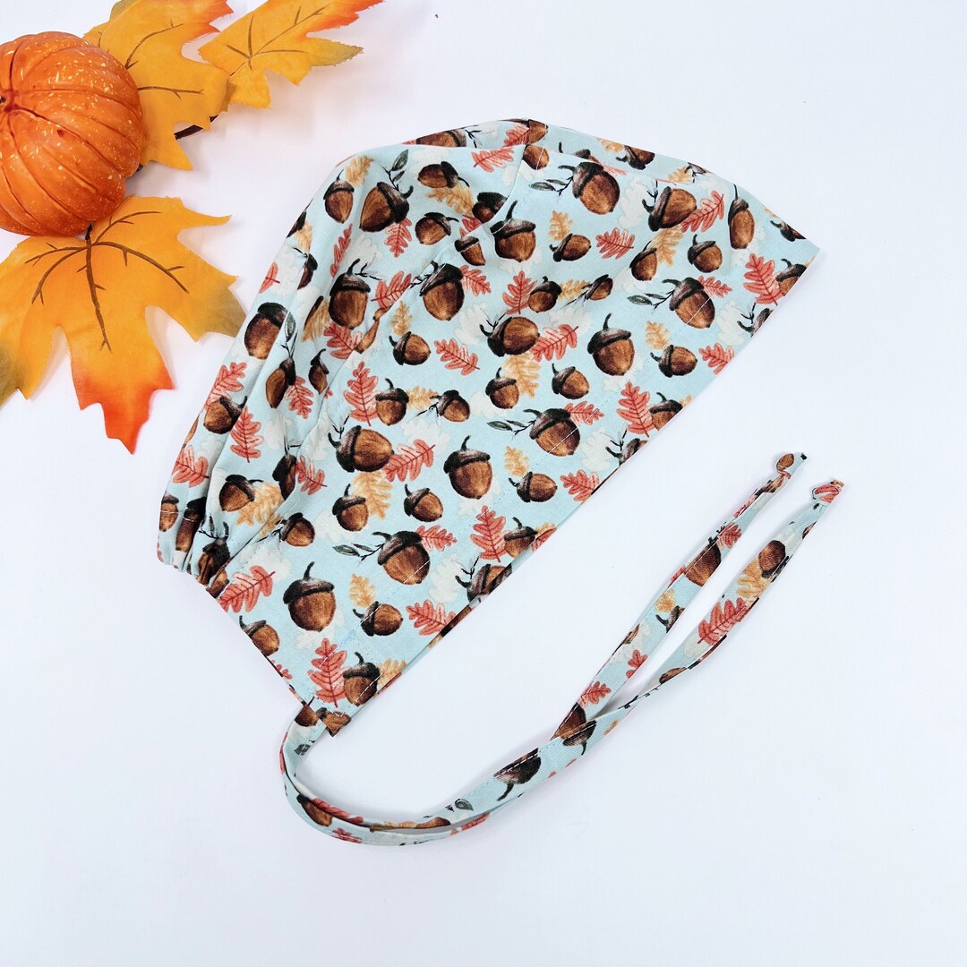Fall Surgical Cap. Acorn Skull Tie-back Style Scrub Cap by Paradise ...