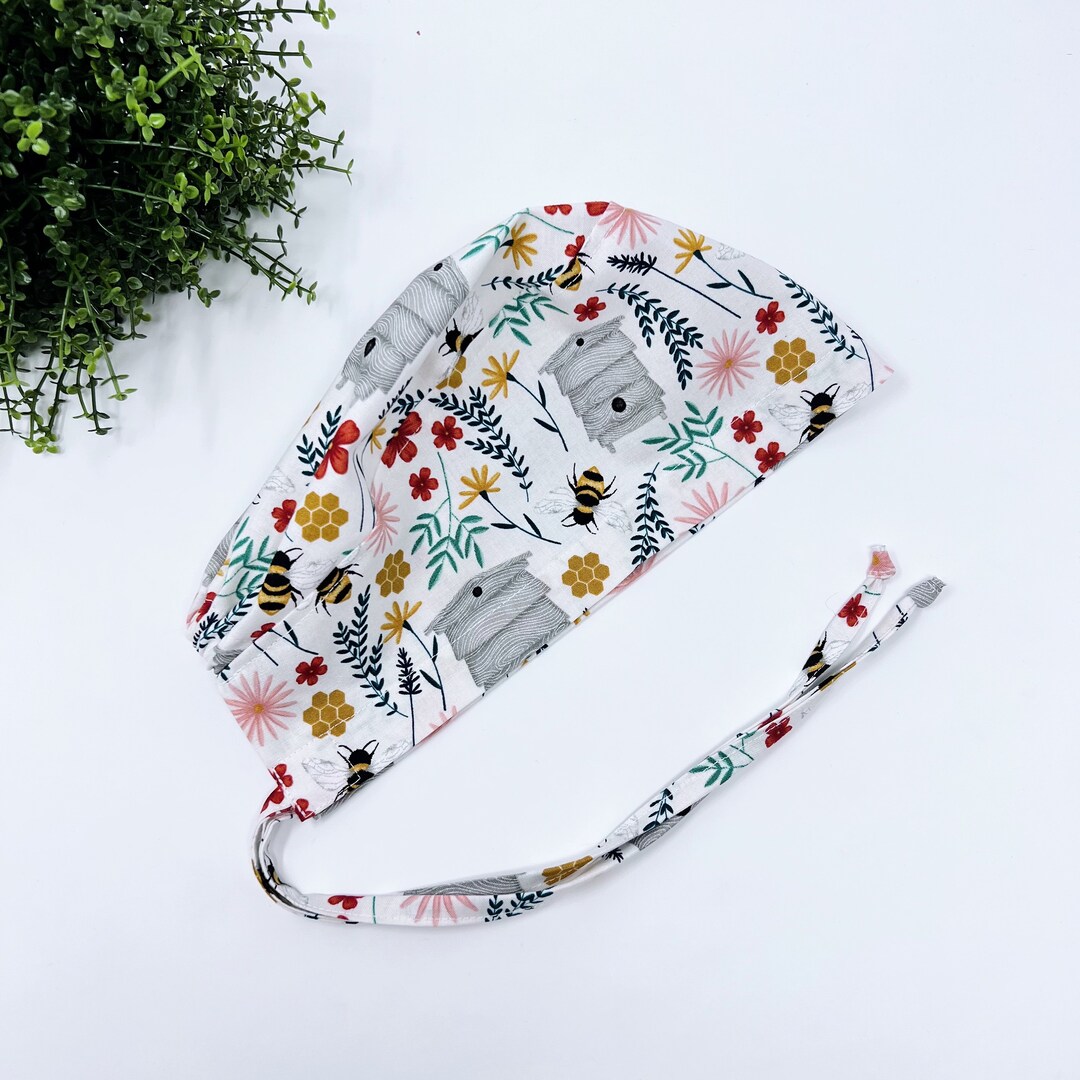 Bees Surgical Cap. Medical Scrub Cap and Badge Holder. Dental Scrub Cap ...
