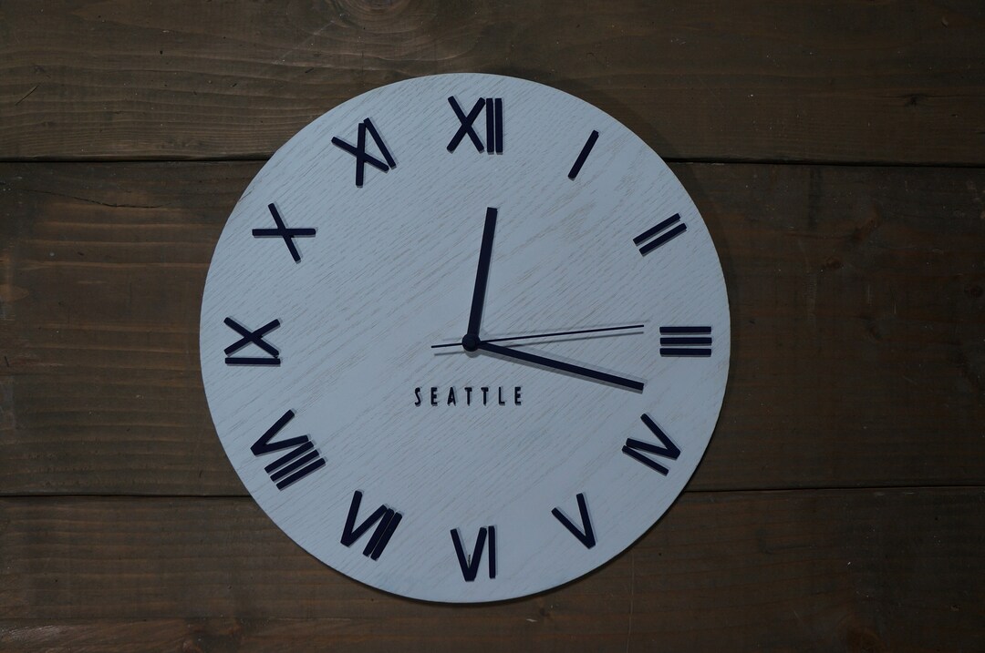 14” Simple Decorative Seattle Wood Clock Made From Red Oak - Etsy