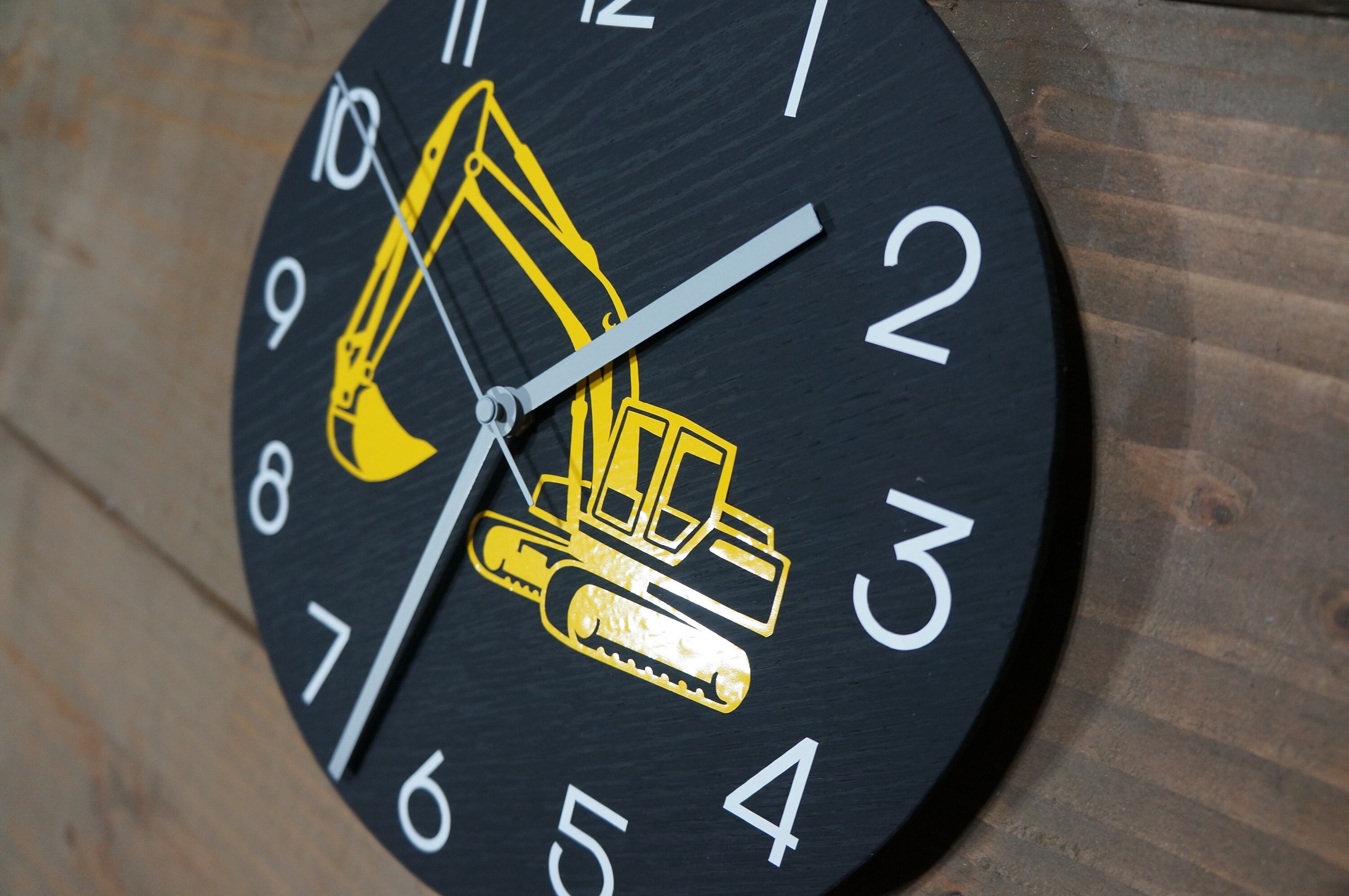 10 Excavator Themed Red Oak Clock - Etsy