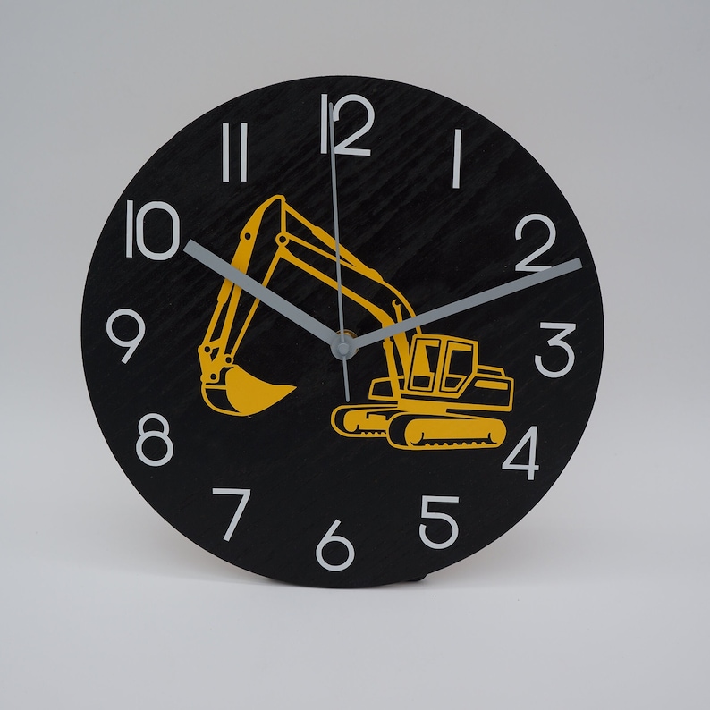 10" Excavator Themed Red Oak Clock - Etsy