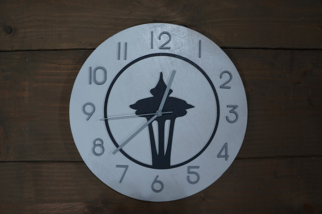 14 Space Needle White Decorative Wood Clock Made From Red Oak - Etsy