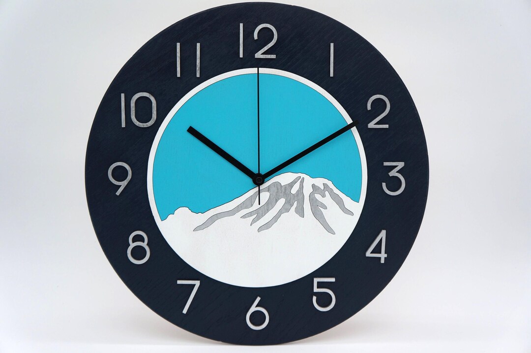 14” Mt. Rainier Simple Decorative Wood Clock Made From Red Oak - Etsy