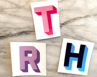 Shadow Monogram Decal 3 Initial | Etsy