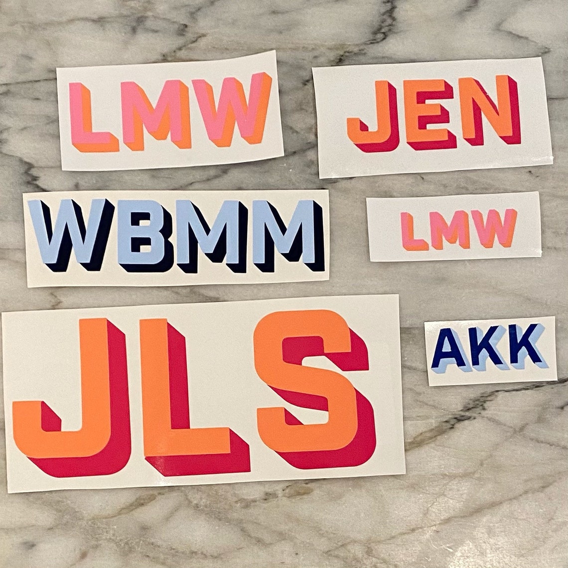 Shadow Monogram Decal 3 Initial | Etsy