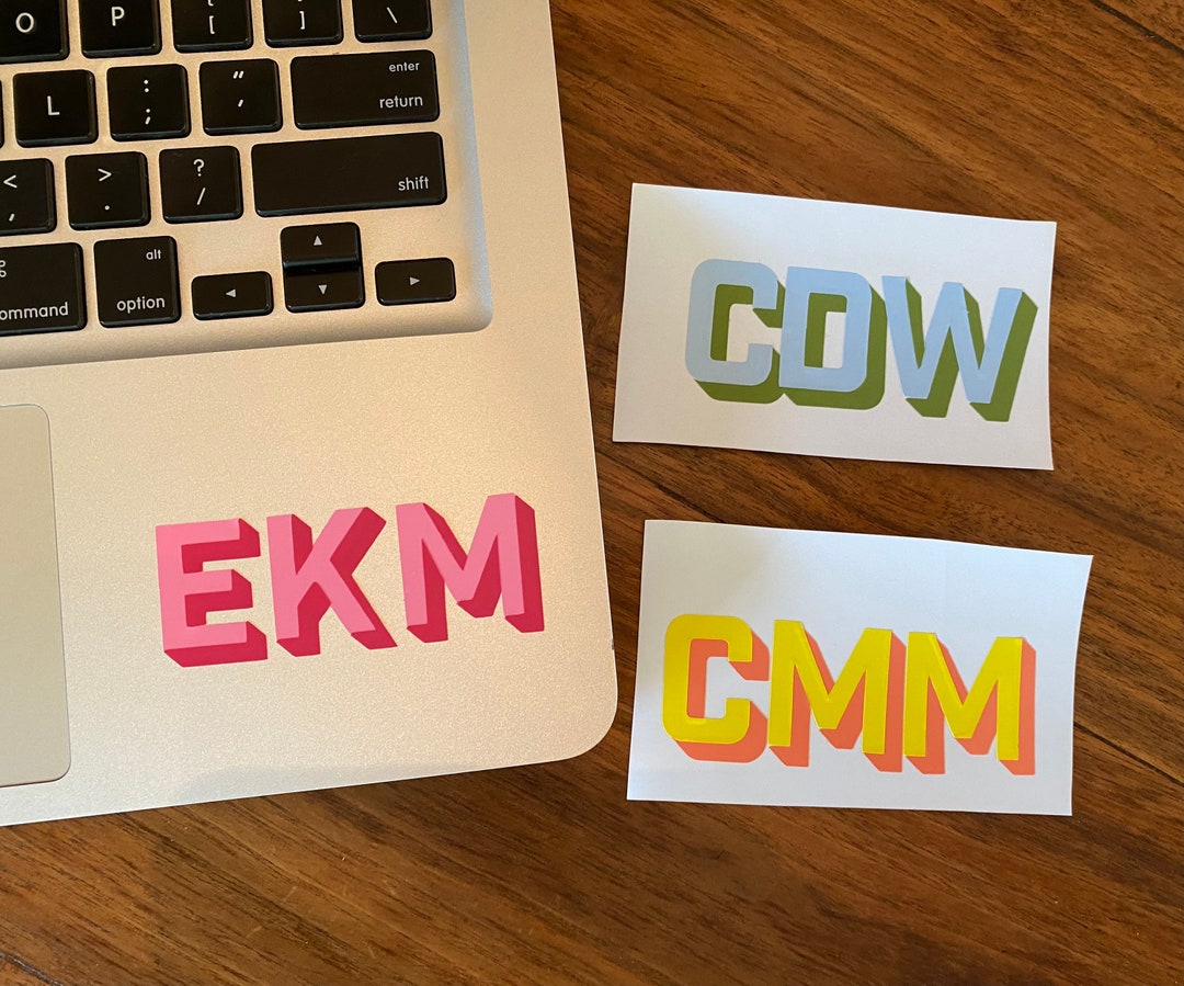 Shadow Monogram Decal - 3 Initial - Personalized Gift Idea, Monogram ...