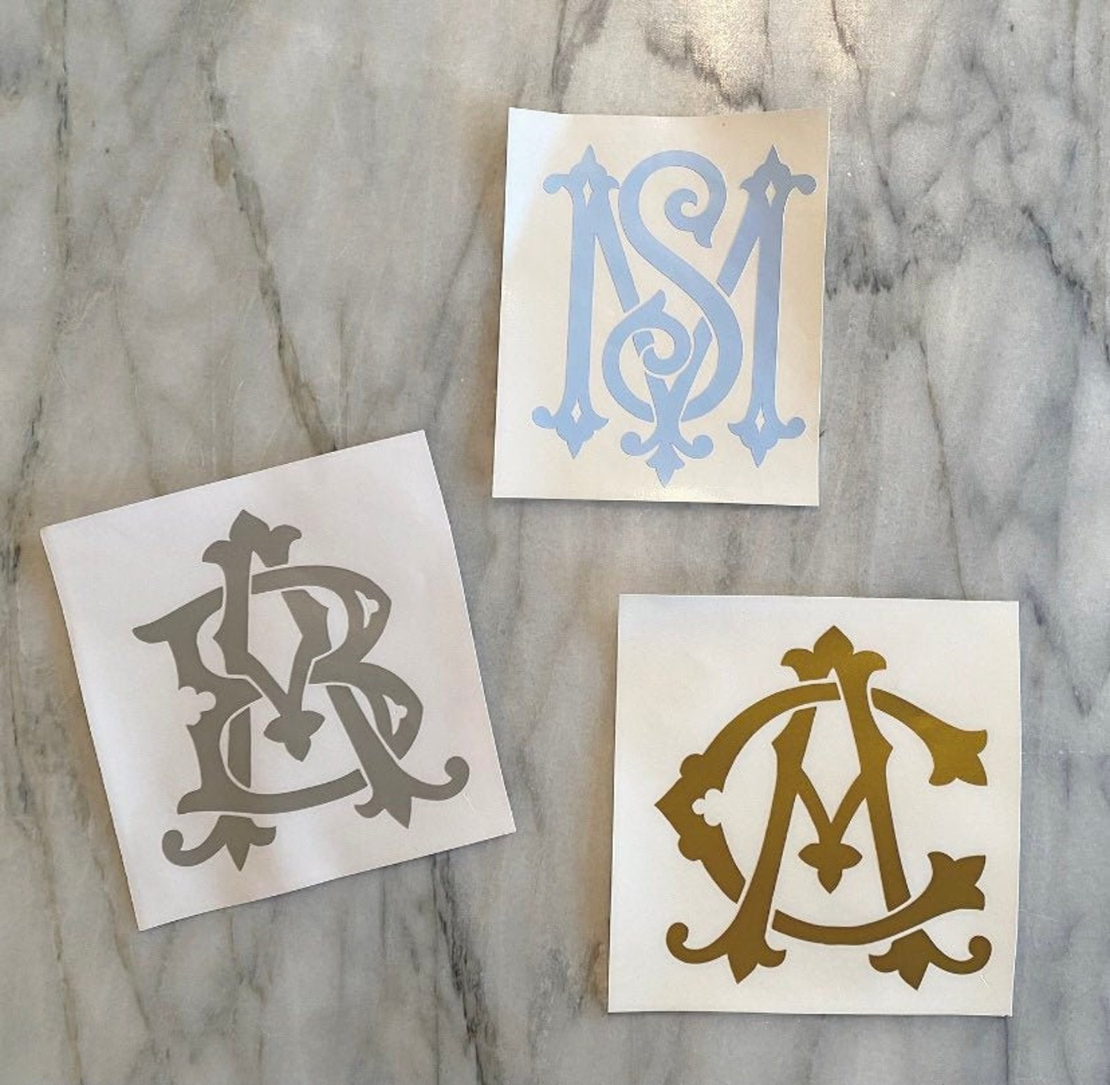 Overlapping Monogram Decal 2 Initial - Etsy