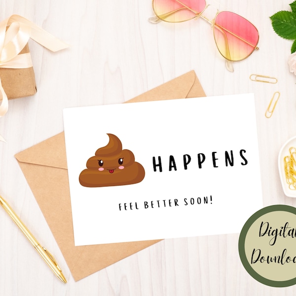Poop Get Well Card - Etsy